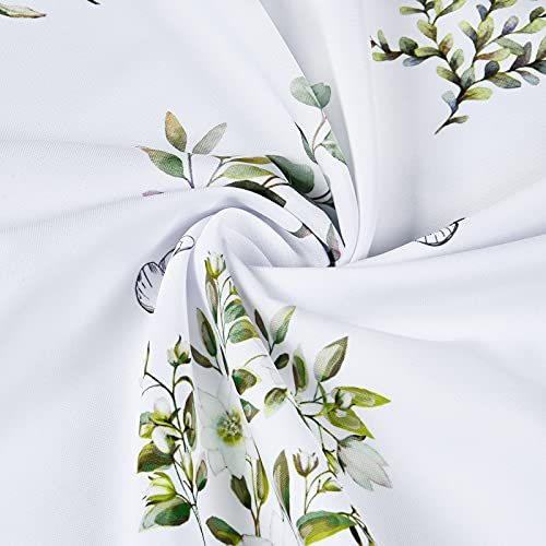 ASPMIZ Green Leaves Tablecloth, Tropical Leaf Plant and Butterfly Table Cloth, Spring Summer Waterproof Wrinkle Free Tablecover for Kitchen, Dining Room, Outdoor, Picnic, Party, Round 60 inch