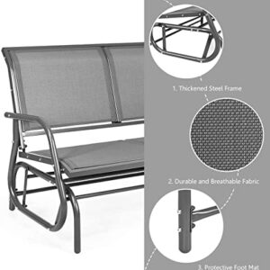 LUARANE Swing Glider Chair, Heavy-Duty Steel Frame 2-Person Outdoor Swing Bench, Sliding Rocker Double Seat Suitable for Backyard, Garden, Poolside, Lawn (Grey)