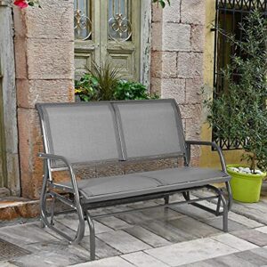 LUARANE Swing Glider Chair, Heavy-Duty Steel Frame 2-Person Outdoor Swing Bench, Sliding Rocker Double Seat Suitable for Backyard, Garden, Poolside, Lawn (Grey)