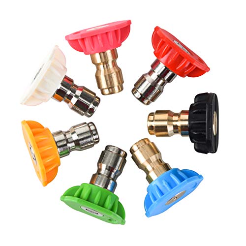 M MINGLE Pressure Washer Tips Set with Nozzle Holder, 7 Nozzle Tips, 1/4 Inch Quick Connect, 4000 PSI