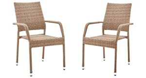 manhattan comfort genoa patio dining armchair, set of 2, nature tan weave