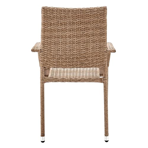 Manhattan Comfort Genoa Patio Dining Armchair, Set of 2, Nature Tan Weave