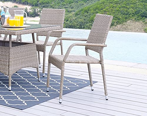 Manhattan Comfort Genoa Patio Dining Armchair, Set of 2, Nature Tan Weave