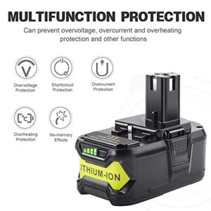 [2Pack] 18V 6.0 Ah HIGH Capacity Battery for Ryobi ONE+ System P102 P103 P105 P107 P108 P109 P122 18-Volt w/LED Gauge Indicator Cordless Tool Battery