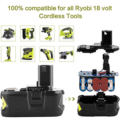 [2Pack] 18V 6.0 Ah HIGH Capacity Battery for Ryobi ONE+ System P102 P103 P105 P107 P108 P109 P122 18-Volt w/LED Gauge Indicator Cordless Tool Battery