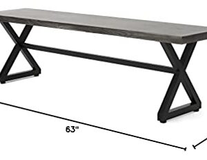 Christopher Knight Home Rolando Outdoor Aluminum Dining Bench with Steel Frame, Grey / Black