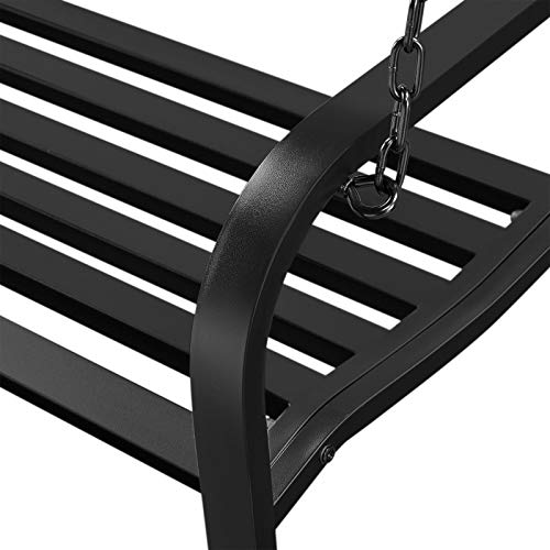 Yaheetech Porch Swing Hanging Bench, Patio Furniture Metal Swing Chair for Garden, Yard, Deck, Backyard, Outdoor - Black