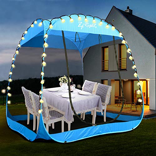 ZJ Right Screen House Room 9.5'×9.5' for 4-6 Person, Outside Igloo Dome Clear Tent, Instant Pop-up Canopy, Mosquito Net Camping Tent, Dining Sun Shade Gazebos for Patios Blue