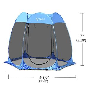 ZJ Right Screen House Room 9.5'×9.5' for 4-6 Person, Outside Igloo Dome Clear Tent, Instant Pop-up Canopy, Mosquito Net Camping Tent, Dining Sun Shade Gazebos for Patios Blue