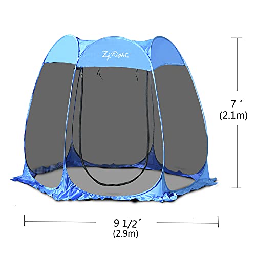 ZJ Right Screen House Room 9.5'×9.5' for 4-6 Person, Outside Igloo Dome Clear Tent, Instant Pop-up Canopy, Mosquito Net Camping Tent, Dining Sun Shade Gazebos for Patios Blue