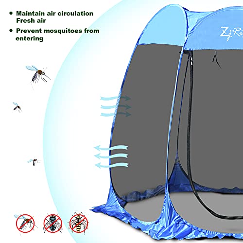 ZJ Right Screen House Room 9.5'×9.5' for 4-6 Person, Outside Igloo Dome Clear Tent, Instant Pop-up Canopy, Mosquito Net Camping Tent, Dining Sun Shade Gazebos for Patios Blue