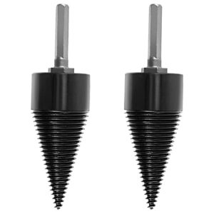 funsuei 2 pack 42 mm firewood log splitter drill bit, hex shank wood splitter drill bit, portable heavy duty drill screw cone driver for cutting hickory, oak, sycamore, walnut