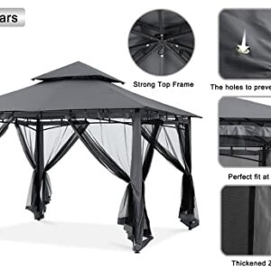 MASTERCANOPY Outdoor Garden Gazebo for Patios with Stable Steel Frame and Netting Walls (8x8,Dark Gray)