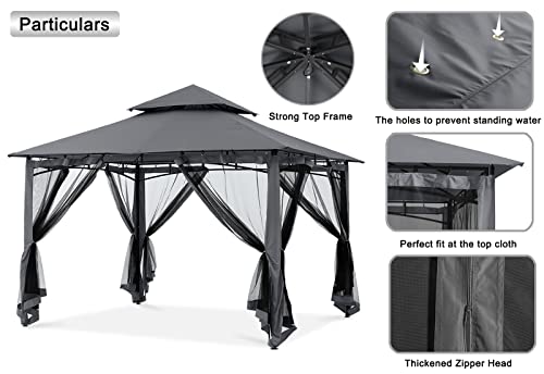 MASTERCANOPY Outdoor Garden Gazebo for Patios with Stable Steel Frame and Netting Walls (8x8,Dark Gray)