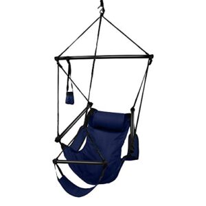 hammaka hanging hammock air chair, aluminum dowels, blue