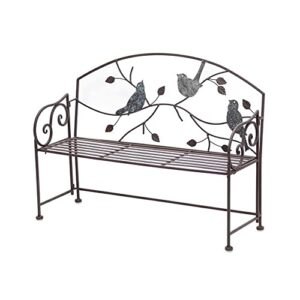 boomlatu shabby chic foldable bird metal garden bench with backrest,vintage outdoor bench plant stand garden décor for outdoor yard garden