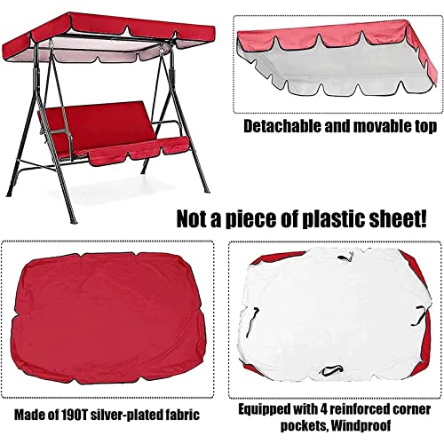 Patio Swing Canopy Fabric Waterproof Replacement Top Cover Cloth,Anti-UV Patio Chair Top Cover for 2/3-Seater-Swing Chair,Outdoor Garden Chair Sunscreen Cover Top Cover for Seat Furniture