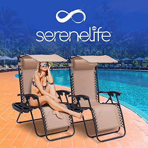 SereneLife Zero Gravity Lounge Chair, One Size, Cream