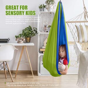 Sensory Swing for Kids Indoor and Outdoor, Therapy Swing for Kids and Adults, Double Layer Reversible Blue and Grass Green Sensory Swing, Holds up to 300lbs