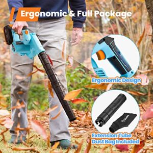 Cordless Leaf Blower and Vacuum Cleaner, GoGonova 20V 3.0AH Rotary Handle Electric Blower, 3 Variable Speed 140CFM Lightweight Blowers for Leaf Blowing, Dust Cleaning(Battery & Charger Included)