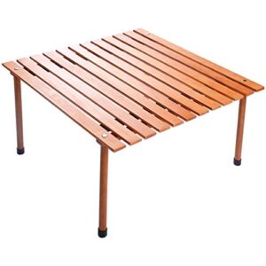 COSTWAY Wood Picnic Folding Roll Up Outdoor Camping Beach Dining Use Low Portable Table with Carrying Bag