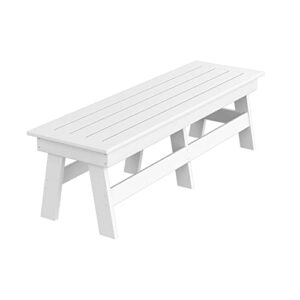 kevinspace 59” outdoor bench patio garden poly backless bench, supreme quality seat, durable frame, weatherproof – perfect for balconies, home, backyard,loung white