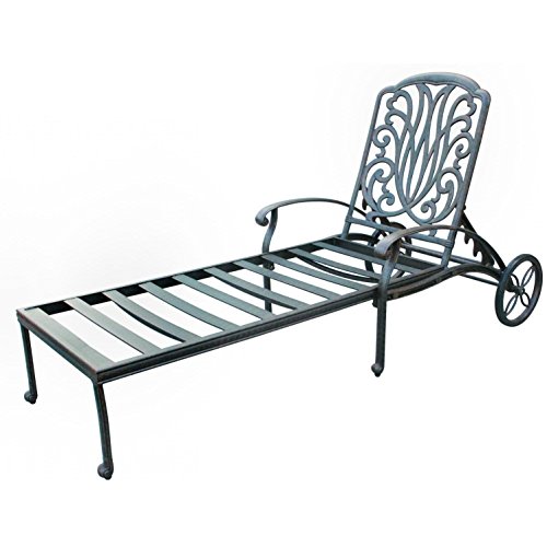 Elizabeth Outdoor Patio 3pc Chaise Lounges Set Dark Bronze Cast Aluminum (Walnut)