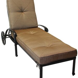 Elizabeth Outdoor Patio 3pc Chaise Lounges Set Dark Bronze Cast Aluminum (Walnut)