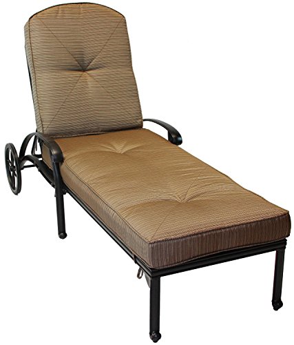 Elizabeth Outdoor Patio 3pc Chaise Lounges Set Dark Bronze Cast Aluminum (Walnut)