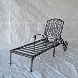 Elizabeth Outdoor Patio 3pc Chaise Lounges Set Dark Bronze Cast Aluminum (Walnut)