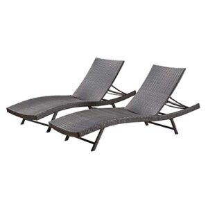 christopher knight home kauai chaise lounge set, 2-pcs set, brown