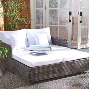 Safavieh Outdoor Collection Cadeo Grey Brown/White Cushion Daybed PAT7500C