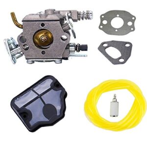 Podoy 530071987 Carburetor for Compatible with Husqvarna 141 142 136 137 Chainsaw 530071987 with Air Filter Fuel Filter Fuel Line 141 137 141 Chainsaw Parts WT-834 WT-657 WT-529 WT-289 WT-285 WT-239