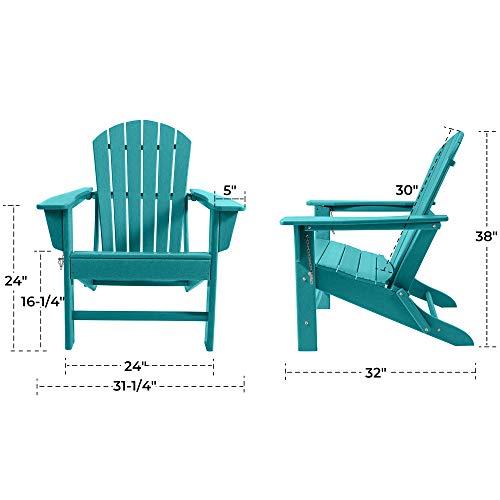 ASTEROUTDOOR Outdoor Folding Plastic Adirondack Chair with Weather Resistant & Easy Maintenance for Patio, Deck, Garden, Backyard, Beach, Pool and Fire Pit, Blue