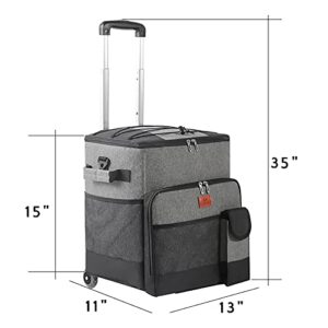 Soft Cooler with Wheels - Removable Wheels Insulated Portable Rolling Cooler, Collapsible Cooler on Wheels Suitable for Shopping Picnic BBQ Beach