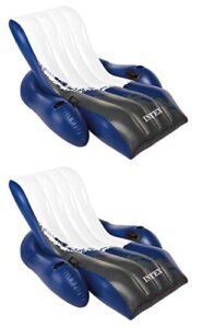 intex inflatable floating comfortable recliner lounges with cup holders (2 pack)