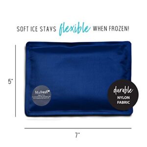 Fit & Fresh Cool Coolers Reusable & Flexible Soft Ice Packs, 2PK, Navy Sketch Weave & Blue