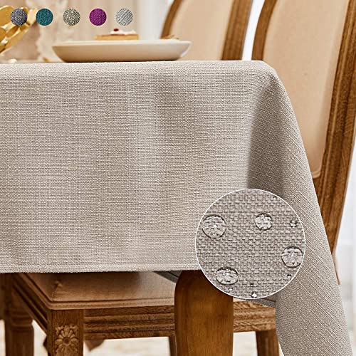 BALCONY & FALCON Rectangle Tablecloth Washable Wrinkle Resistant and Water Proof Table Cloth Decorative Linen Fabric Tablecloths for Dining Parties Kitchen Wedding and Outdoor Use (Beige, 55x95)