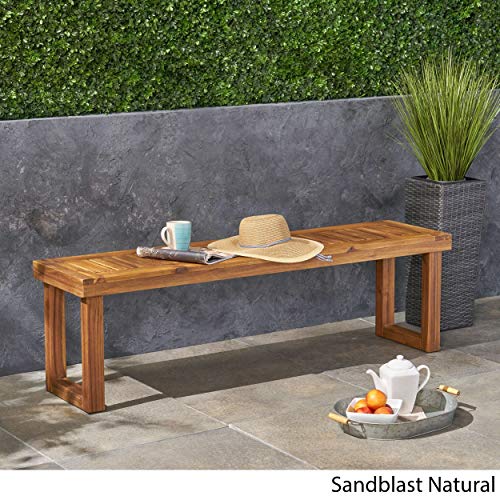 Christopher Knight Home Nestor Outdoor Acacia Wood Bench by Sandblast Natural