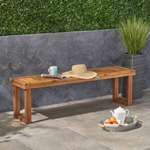 Christopher Knight Home Nestor Outdoor Acacia Wood Bench by Sandblast Natural