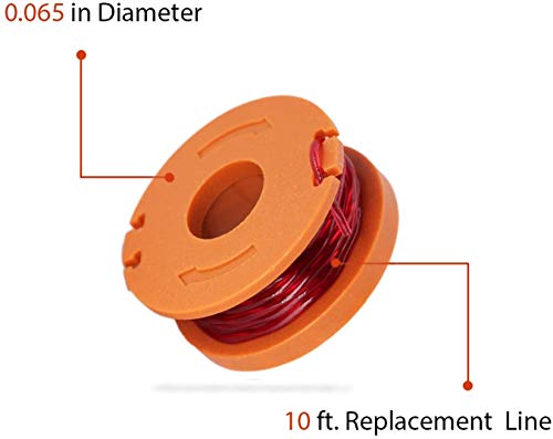 YUEFENG 18 Pack String Trimmer Replacement Spools for Worx WA0010 WG180 WG163 WG175 Trimmer/Edger Weed Eater Line 10ft 0.065"+ 1 Pack Spool Cap Covers (18 Spools, 1 Caps)