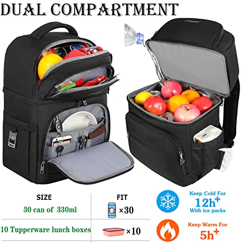 Cooler Backpack,30 Cans Insulated Backpack Cooler Leakproof Double Deck Cooler Bag for Men Women RFID Lunch Backpack