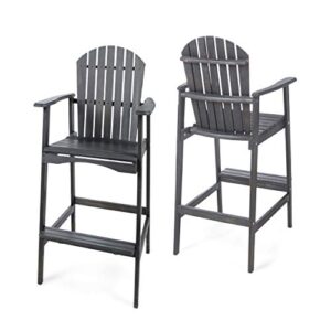 christopher knight home malibu outdoor acacia wood adirondack barstools, 2-pcs set, dark grey