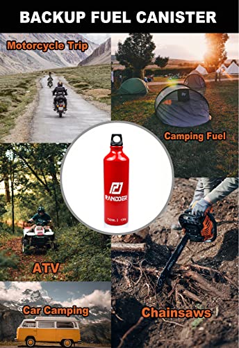 RANDDER Liquid Fuel Bottle 750ml (Upgrade Leakproof Cap 2.0) for Motorcycle, Camping and Emergencies (0.75 liter)