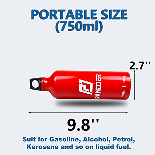 RANDDER Liquid Fuel Bottle 750ml (Upgrade Leakproof Cap 2.0) for Motorcycle, Camping and Emergencies (0.75 liter)