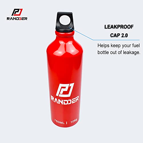 RANDDER Liquid Fuel Bottle 750ml (Upgrade Leakproof Cap 2.0) for Motorcycle, Camping and Emergencies (0.75 liter)