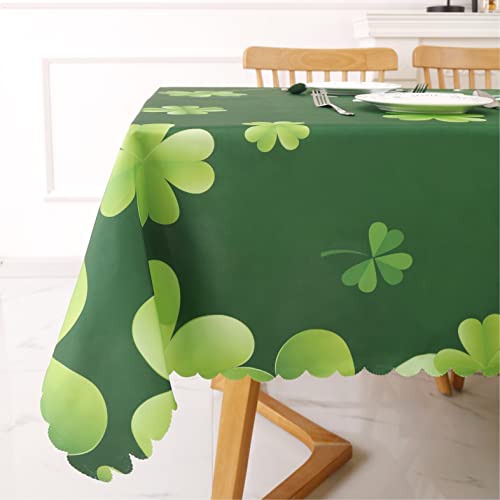 JYXIUBS Rectangle St Patrick's Day Tablecloth - Irish Clover Decoration Waterproof Table Cloth, Fabric Spring Holiday Table Cover for Dining and Indoor/Outdoor Picnic, 60 x 84 Inch