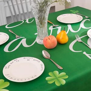 JYXIUBS Rectangle St Patrick's Day Tablecloth - Irish Clover Decoration Waterproof Table Cloth, Fabric Spring Holiday Table Cover for Dining and Indoor/Outdoor Picnic, 60 x 84 Inch