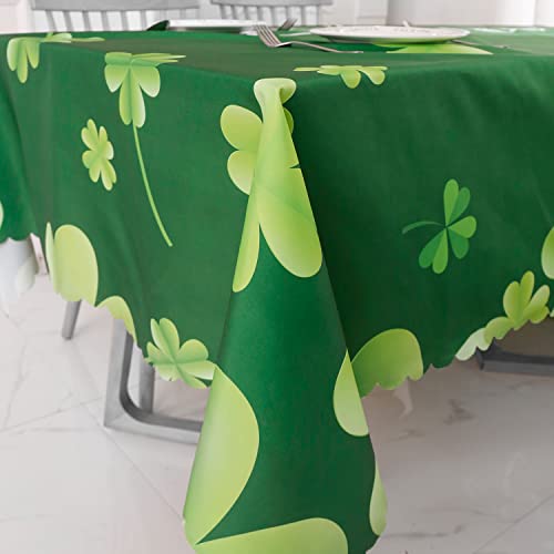 JYXIUBS Rectangle St Patrick's Day Tablecloth - Irish Clover Decoration Waterproof Table Cloth, Fabric Spring Holiday Table Cover for Dining and Indoor/Outdoor Picnic, 60 x 84 Inch