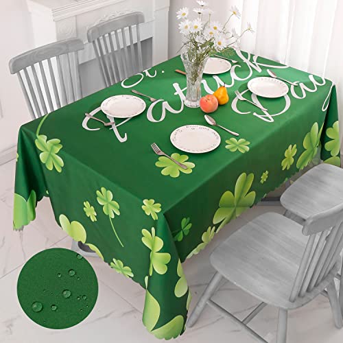 JYXIUBS Rectangle St Patrick's Day Tablecloth - Irish Clover Decoration Waterproof Table Cloth, Fabric Spring Holiday Table Cover for Dining and Indoor/Outdoor Picnic, 60 x 84 Inch